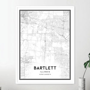 Bartlett Map Print, Bartlett Map Poster Wall Art, Il City Map, Illinois ...