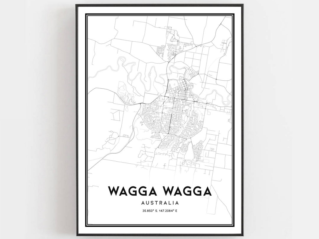 Wagga Wagga Map Print, Wagga Wagga Map Poster Wall Art, Wagga Wagga ...