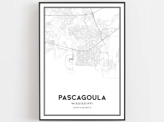 Pascagoula Map Print Pascagoula Map Poster Wall Art Ms City | Etsy
