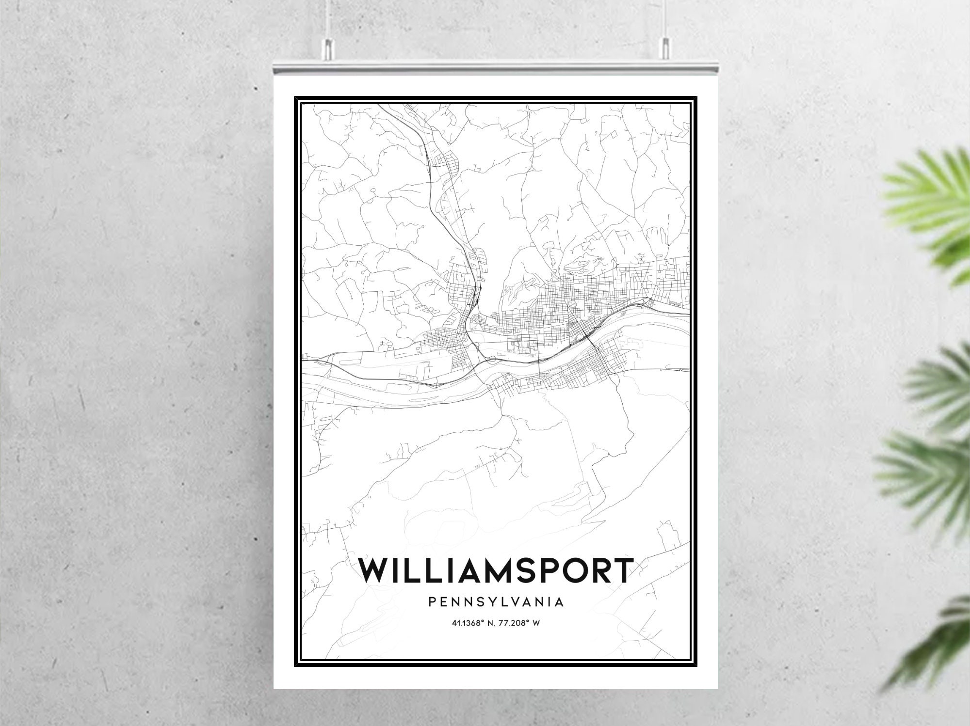 Williamsport Map Print, Williamsport Map Poster Wall Art, Pa City Map ...