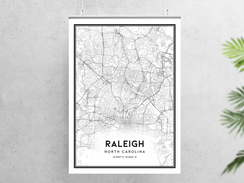Raleigh Map Print Raleigh Map Poster Wall Art Nc City Map - Etsy