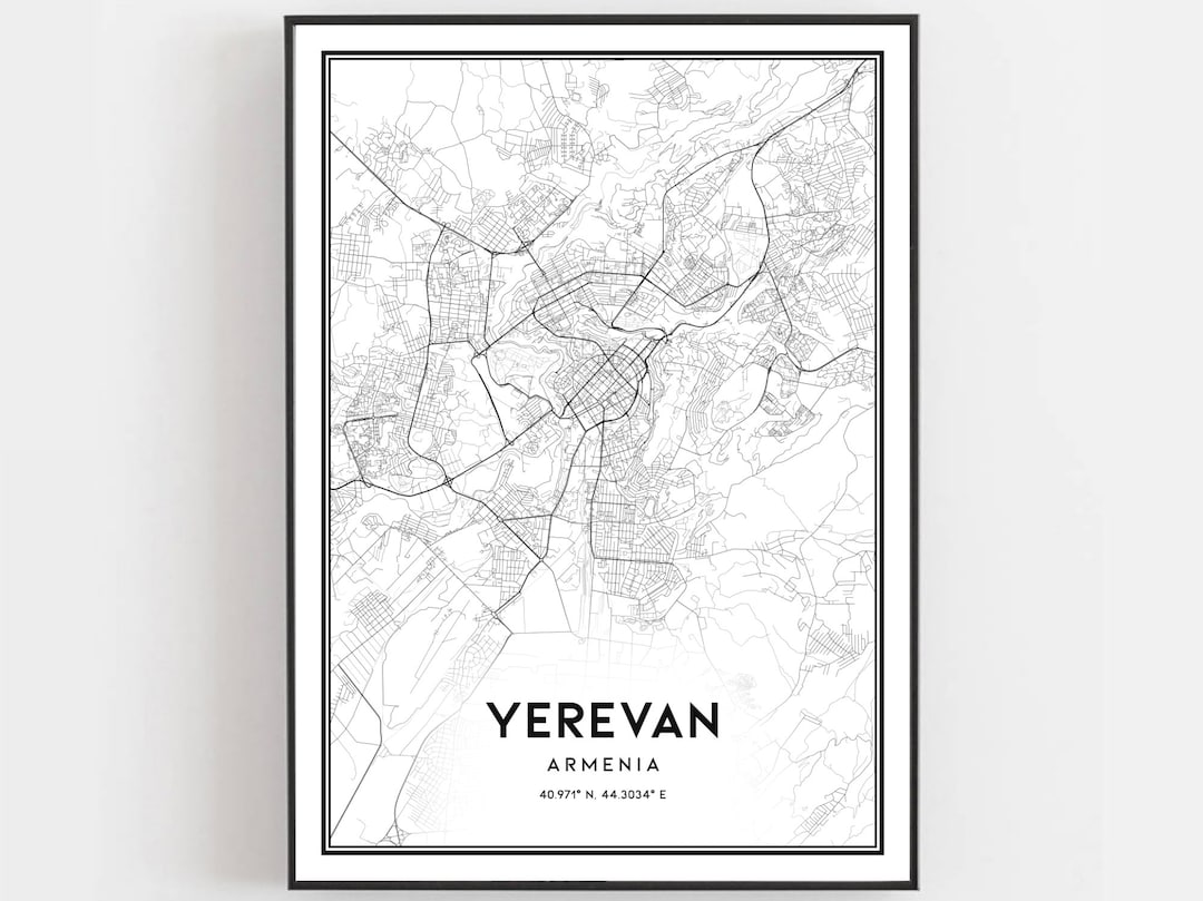 Yerevan Map Print, Yerevan Map Poster Wall Art, Yerevan City Map ...