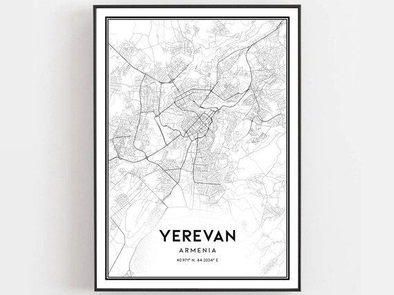 Yerevan Map Print Yerevan Map Poster Wall Art Yerevan City | Etsy