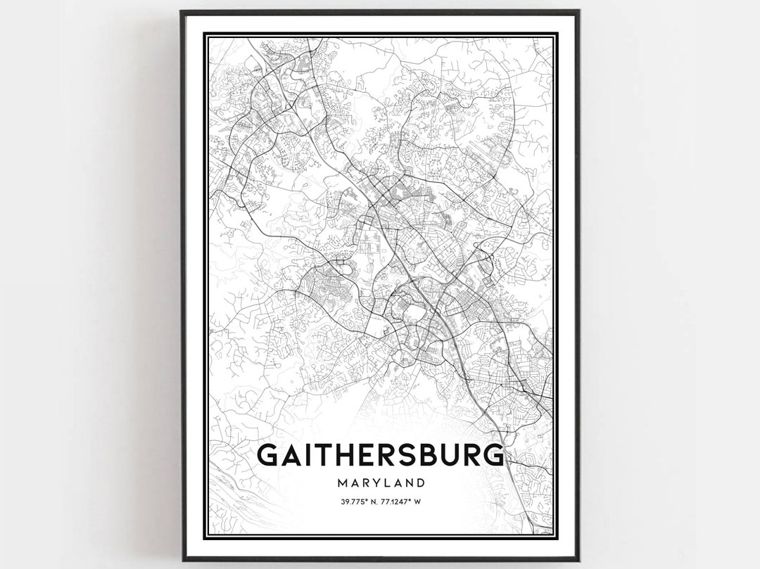 Gaithersburg Map Print, Gaithersburg Map Poster Wall Art, Md City Map ...