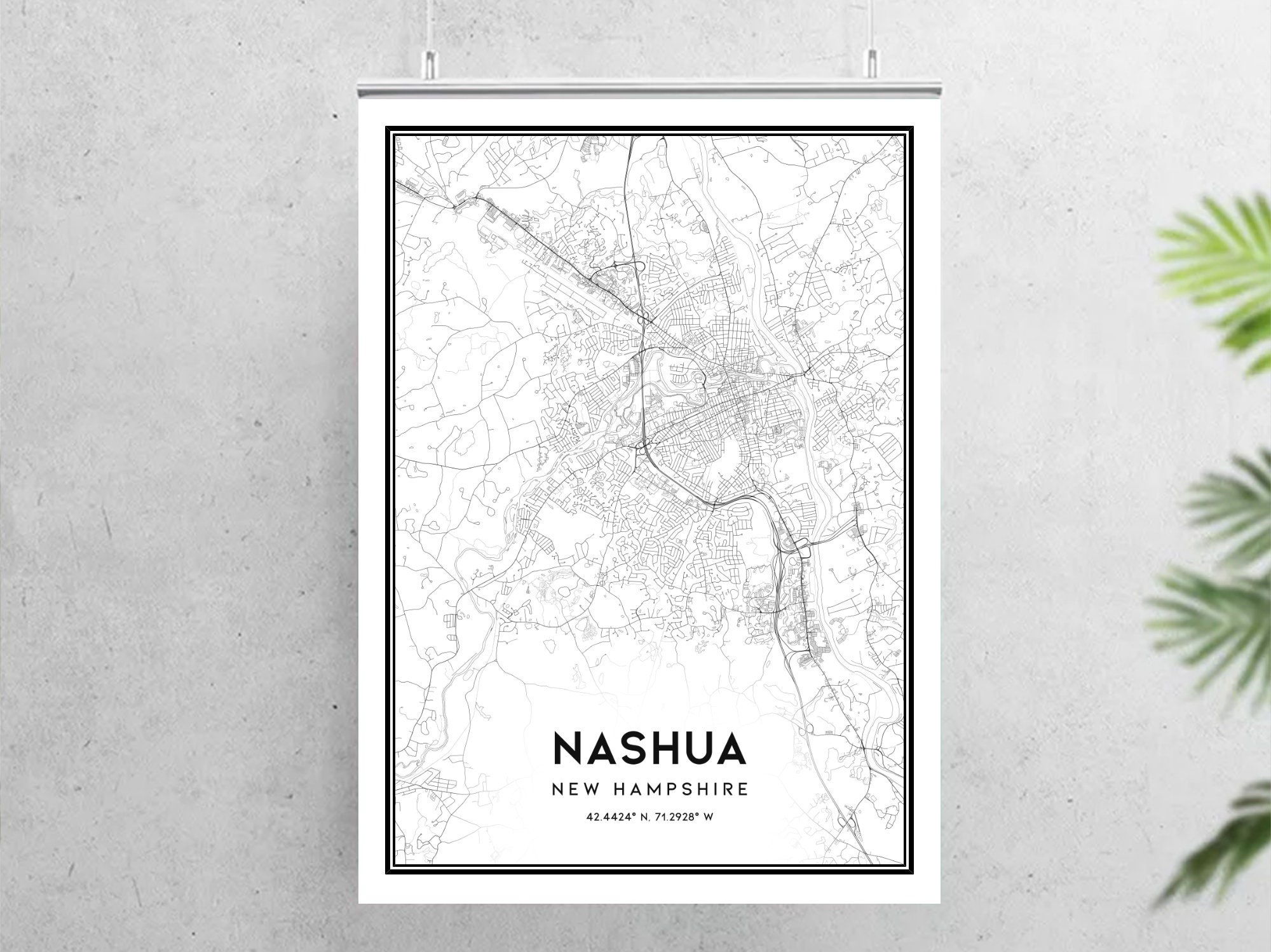 Nashua Map Print, Nashua Map Poster Wall Art, Nh City Map, New ...