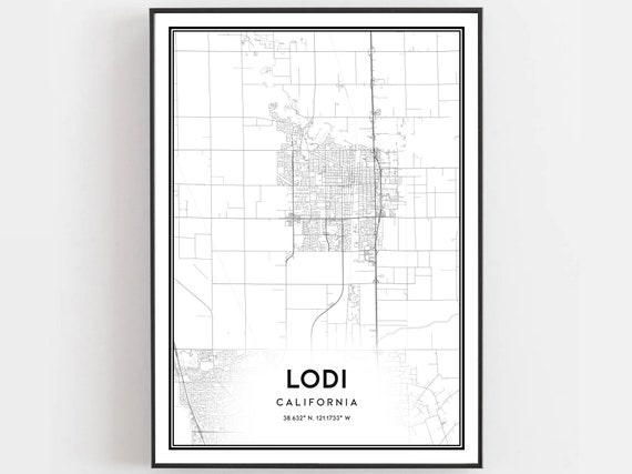 Lodi Map Print Lodi Map Poster Wall Art Ca City Map | Etsy