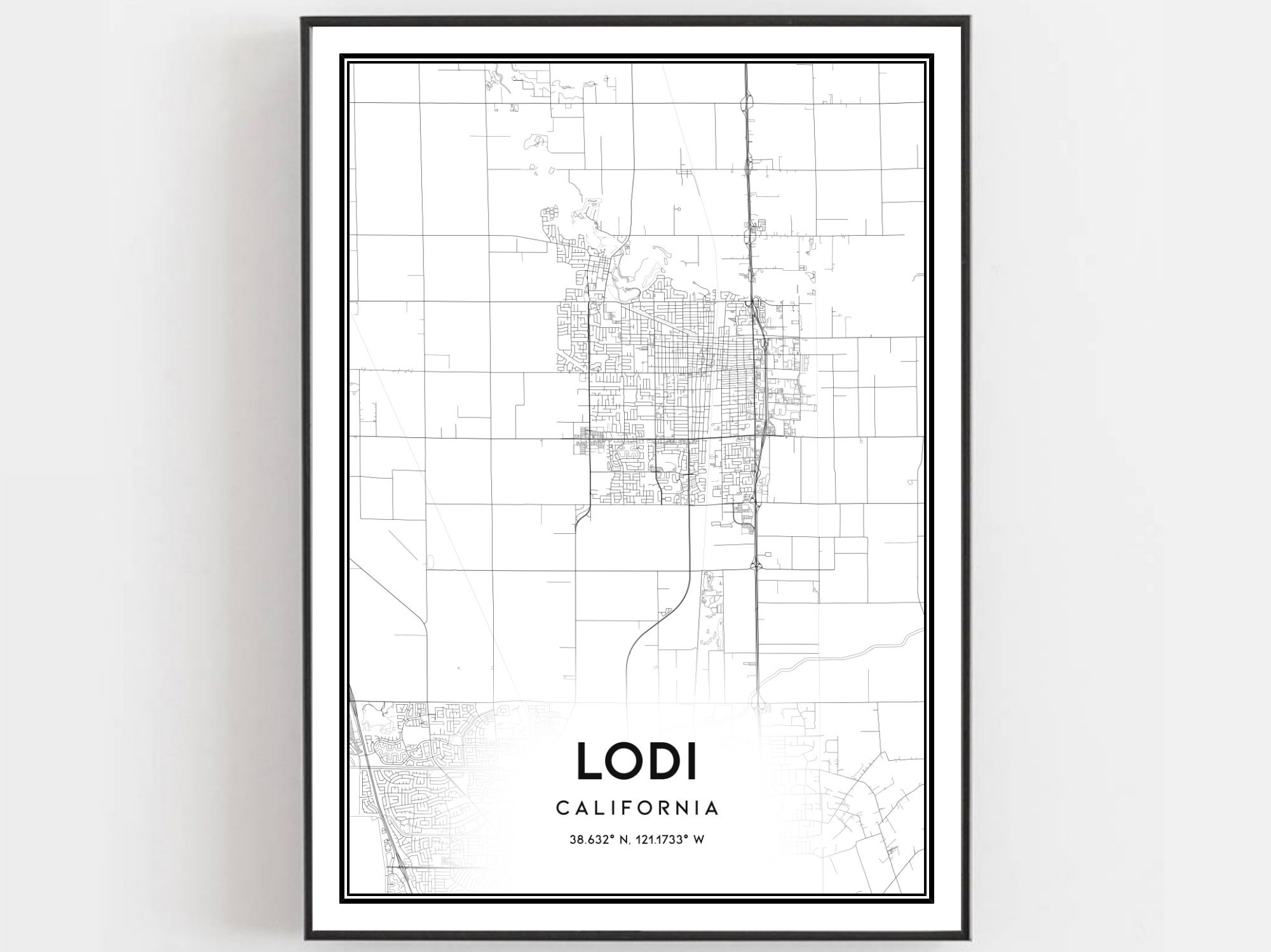 Lodi Map Print Lodi Map Poster Wall Art Ca City Map | Etsy