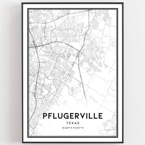 Pflugerville Map Print, Pflugerville Map Poster Wall Art, Tx City Map ...