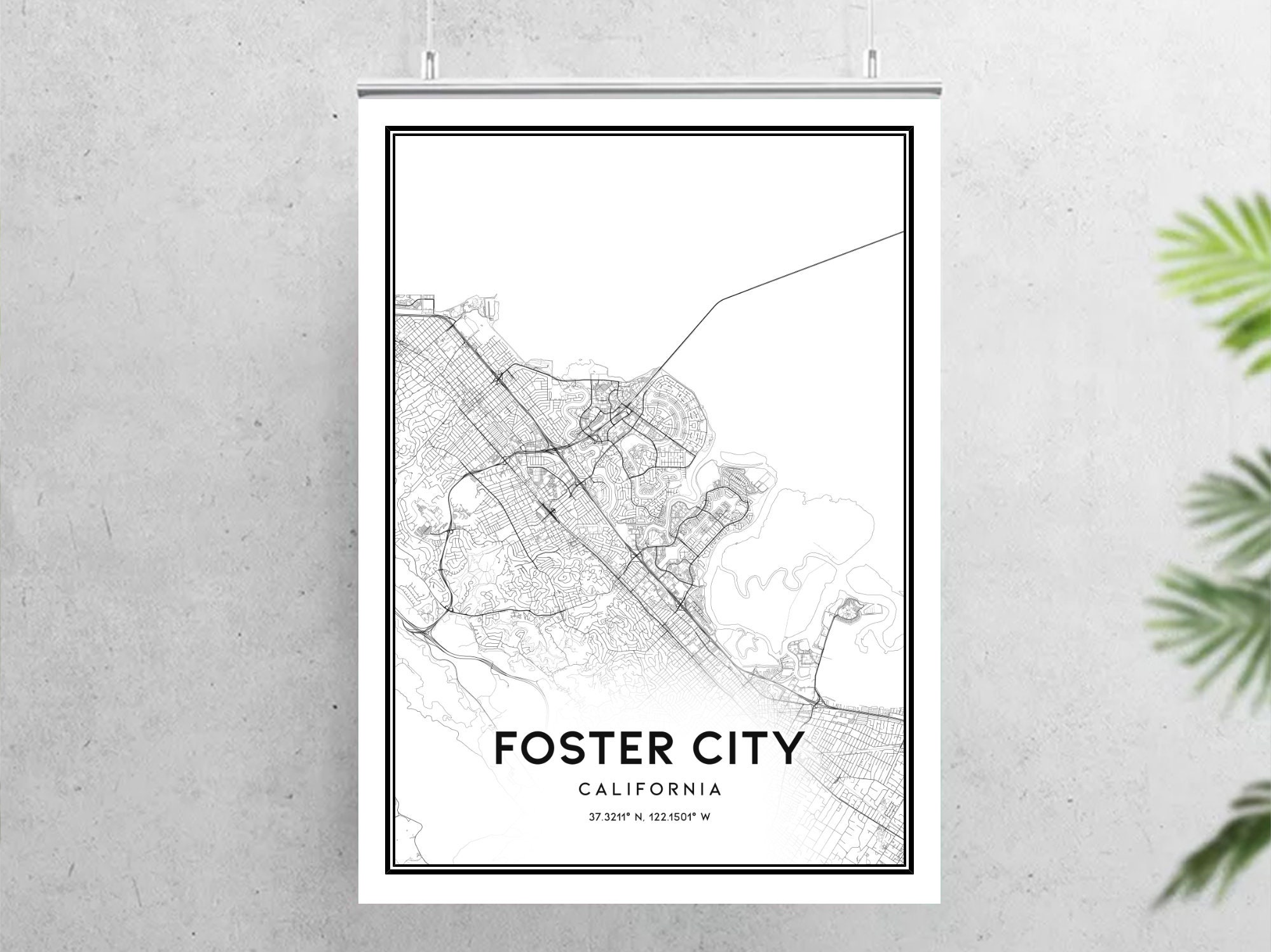 Foster City Map Print Foster City Map Poster Wall Art Ca - Etsy