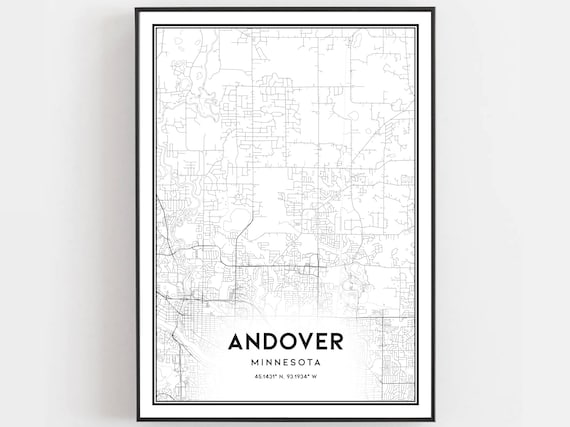 Andover Map Print Andover Map Poster Wall Art Mn City Map | Etsy