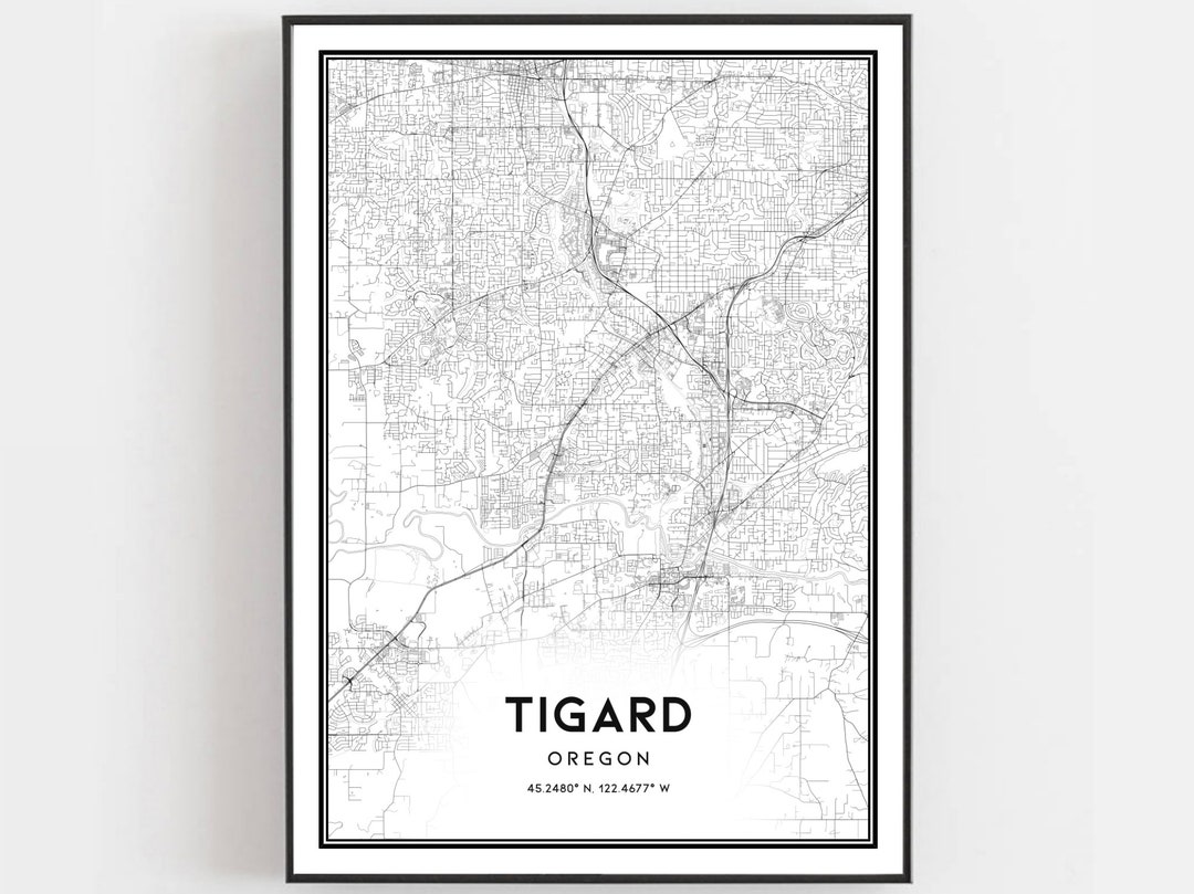 Tigard Map Print, Tigard Map Poster Wall Art, Or City Map, Oregon Print ...
