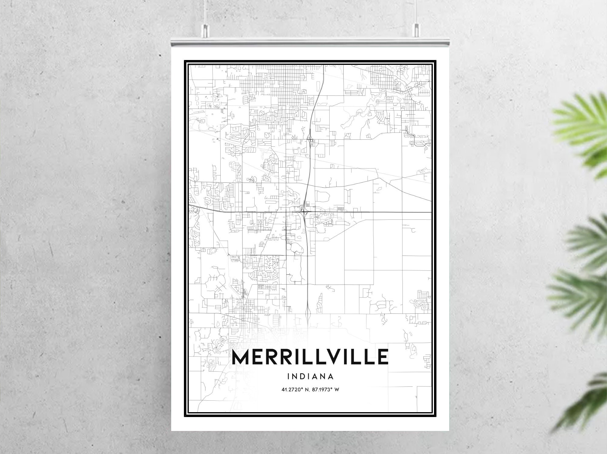 Merrillville Map Print Merrillville Map Poster Wall Art in | Etsy