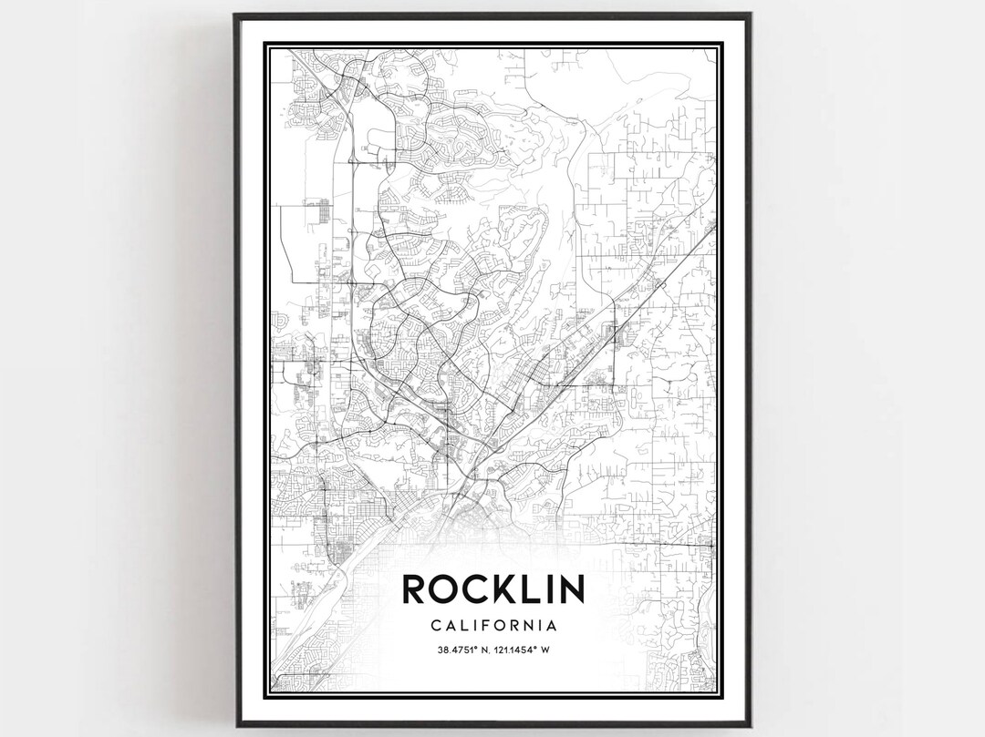 Rocklin Map Print, Rocklin Map Poster Wall Art, Ca City Map, California ...