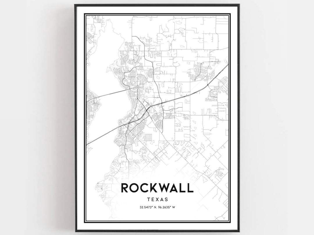 Rockwall Map Print, Rockwall Map Poster Wall Art, Tx City Map, Texas ...