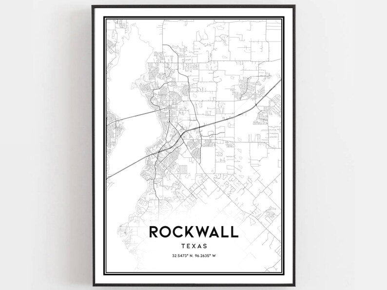 Rockwall Map Print Rockwall Map Poster Wall Art Tx City Map | Etsy