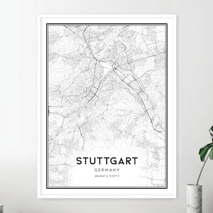 Stuttgart Map Print, Stuttgart Map Poster Wall Art, Stuttgart City Map ...