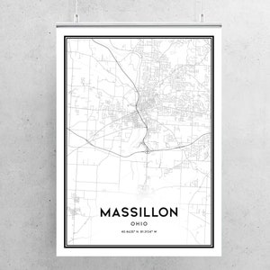 Massillon Map Print, Massillon Map Poster Wall Art, Oh City Map, Ohio ...