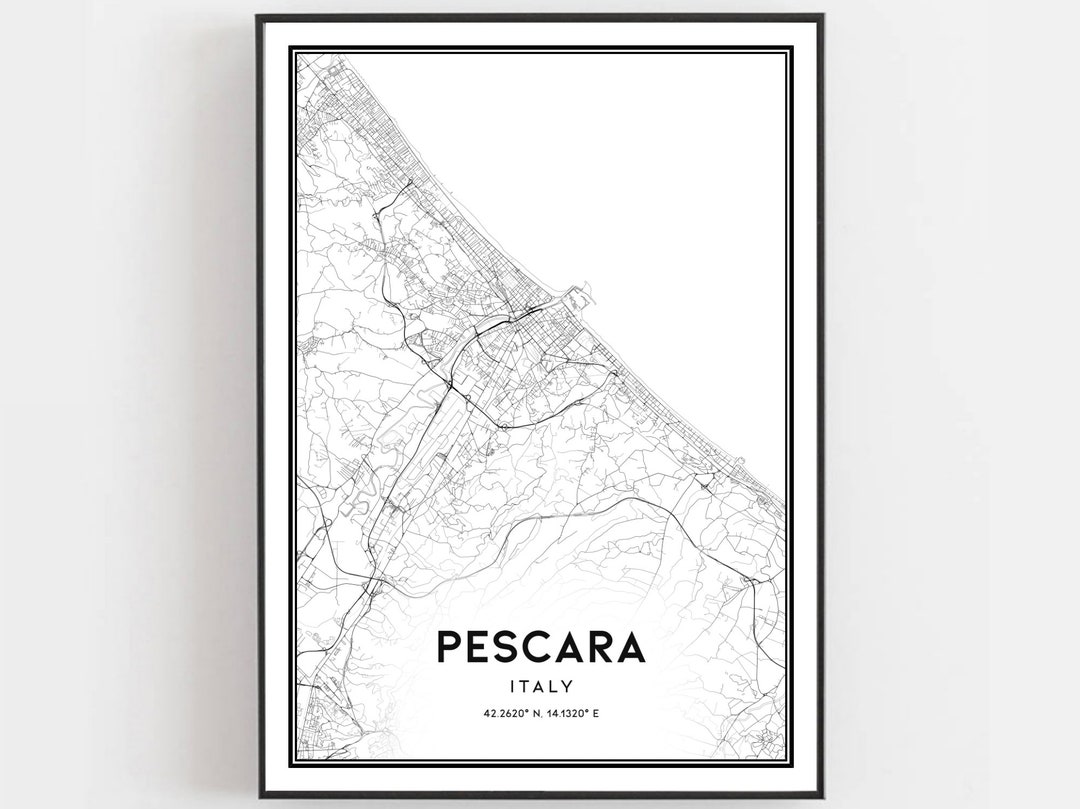 Pescara Map Print, Pescara Map Poster Wall Art, Pescara City Map ...