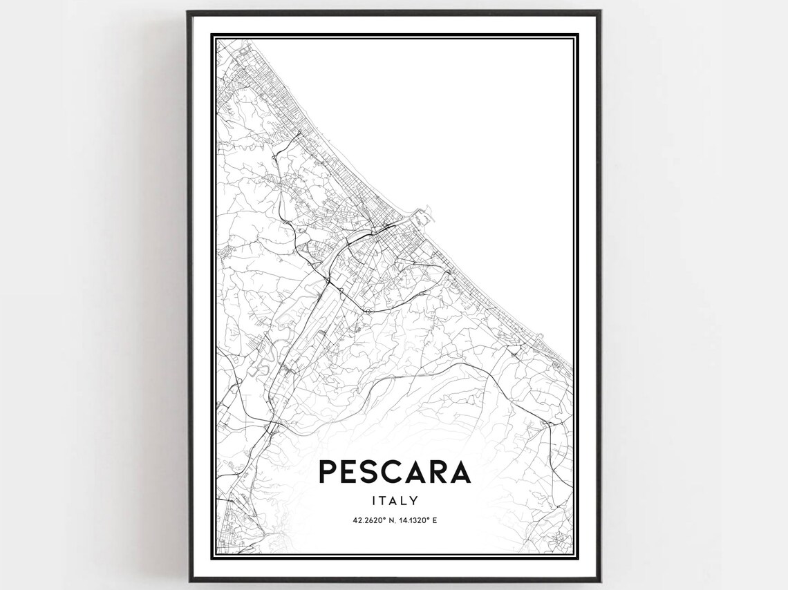 Pescara Map Print Pescara Map Poster Wall Art Pescara City - Etsy