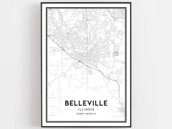 Belleville Map Print Belleville Map Poster Wall Art Il City | Etsy