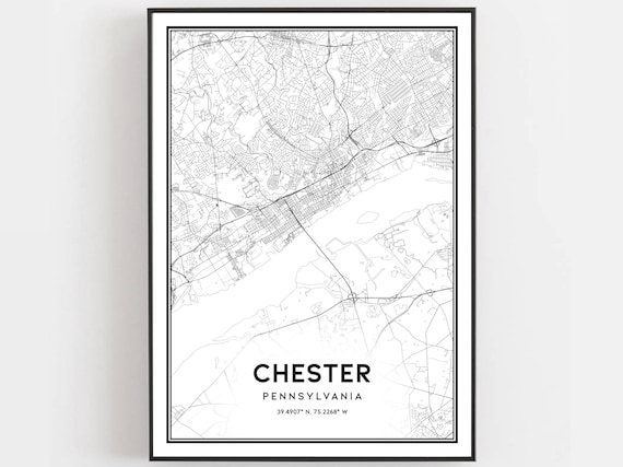 Chester Map Print Chester Map Poster Wall Art Pa City Map - Etsy