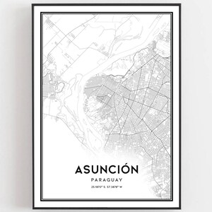 Asunción Map Print, Asunción Map Poster Wall Art, Asunción City Map ...