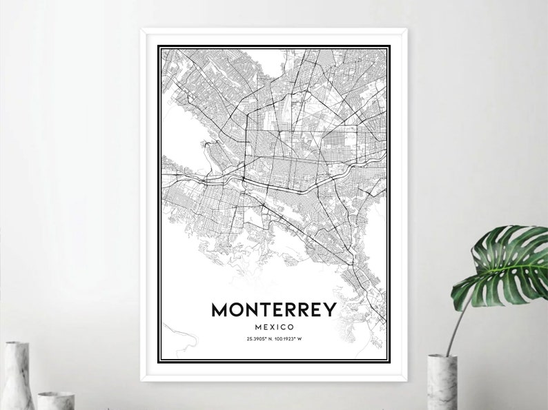 Monterrey Map Print Monterrey Map Poster Wall Art Monterrey | Etsy