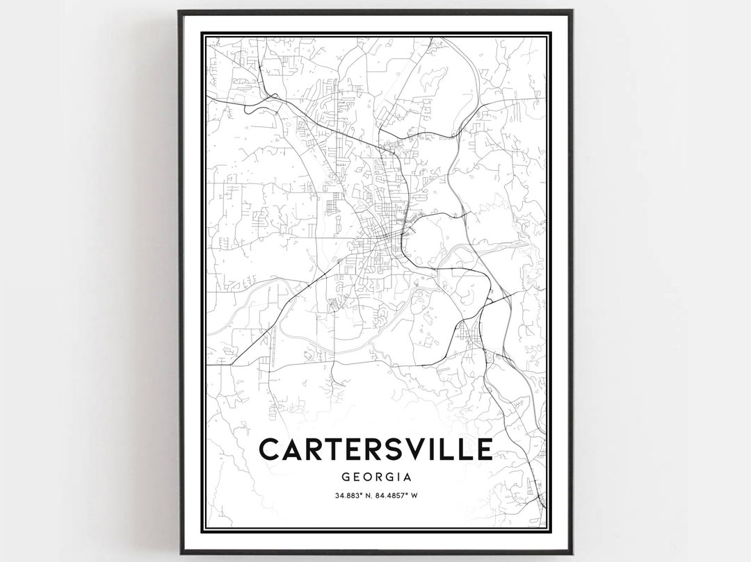 Cartersville Map Print, Cartersville Map Poster Wall Art, Ga City Map ...