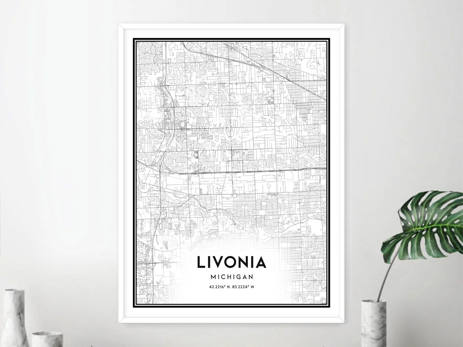 Livonia Map Print Livonia Map Poster Wall Art Mi City Map | Etsy