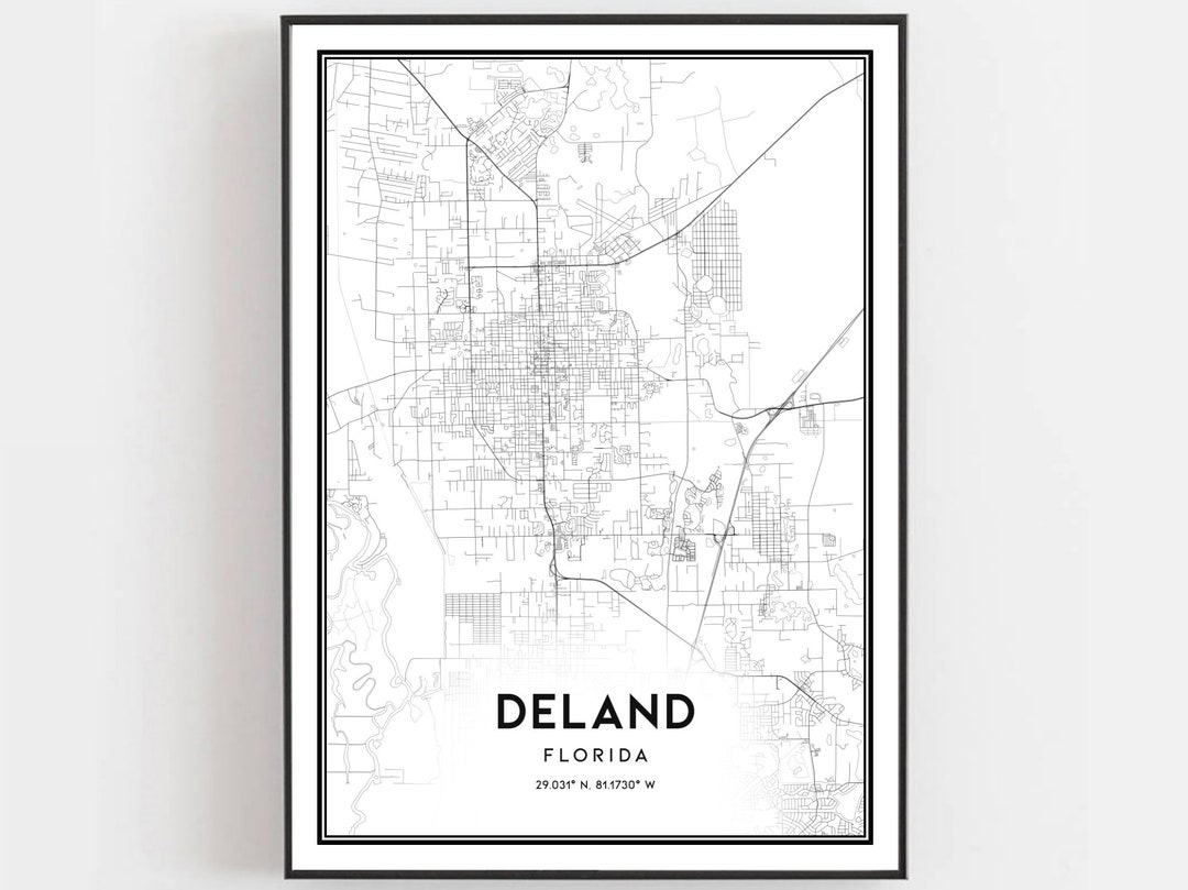 Deland Map Print, Deland Map Poster Wall Art, Fl City Map, Florida ...