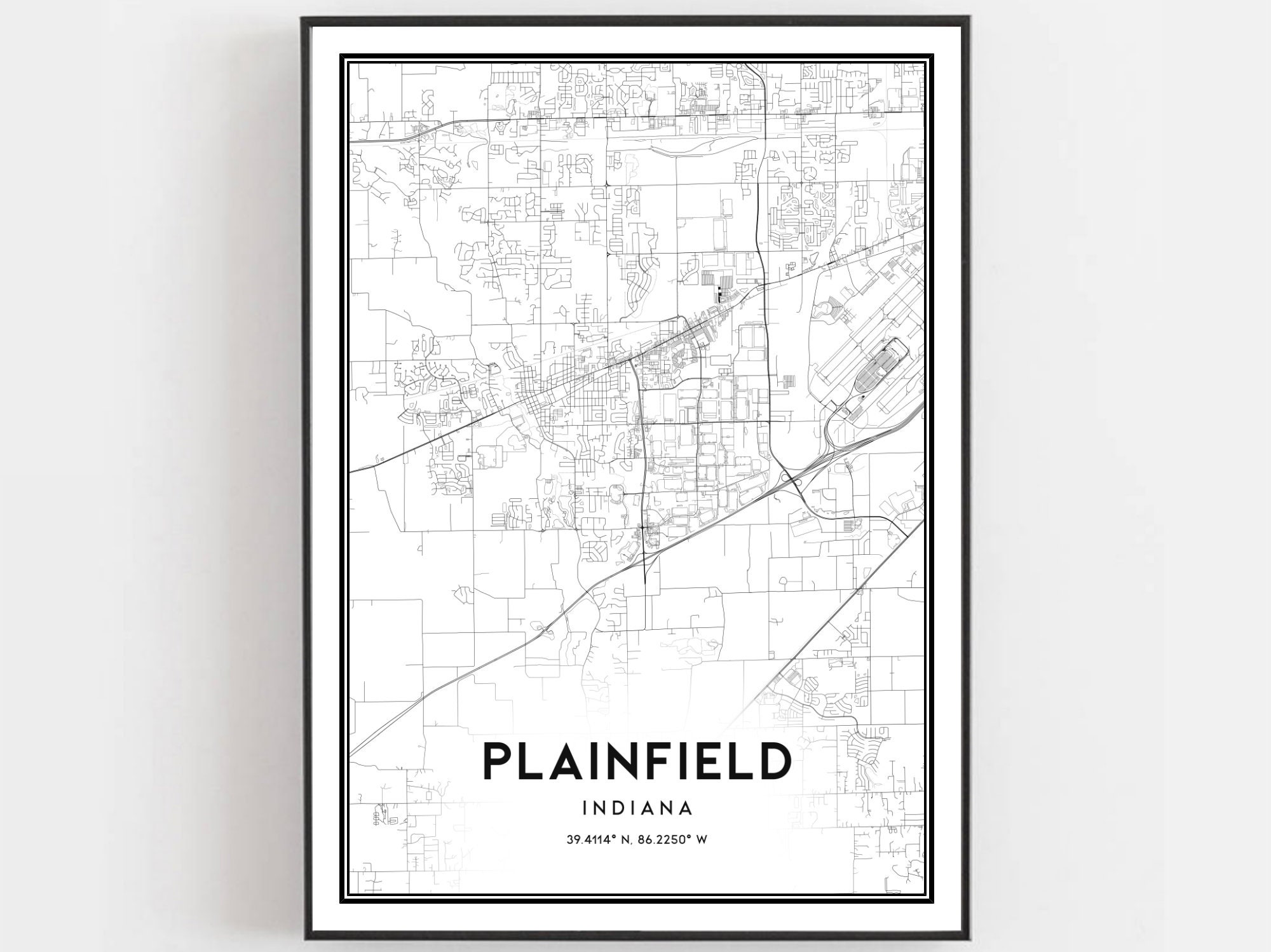 Plainfield Map Print Plainfield Map Poster Wall Art in City - Etsy