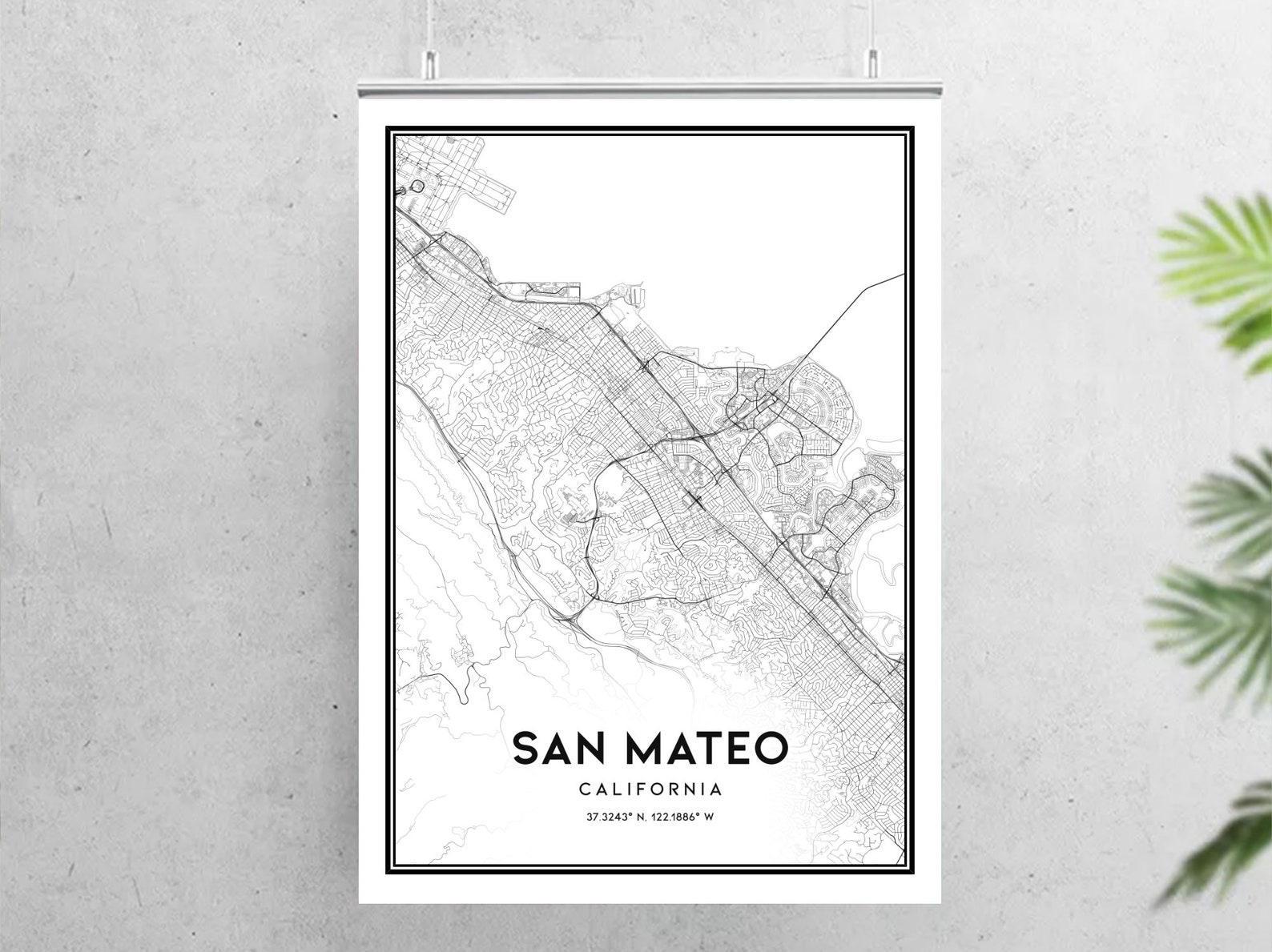 San Mateo Map Print San Mateo Map Poster Wall Art Ca City - Etsy