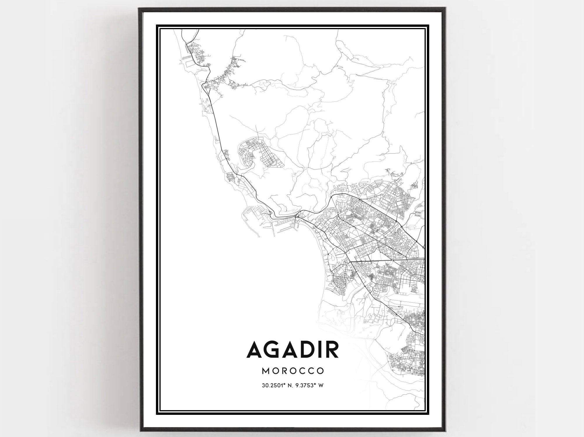 Agadir Map Print Agadir Map Poster Wall Art Agadir City Map - Etsy