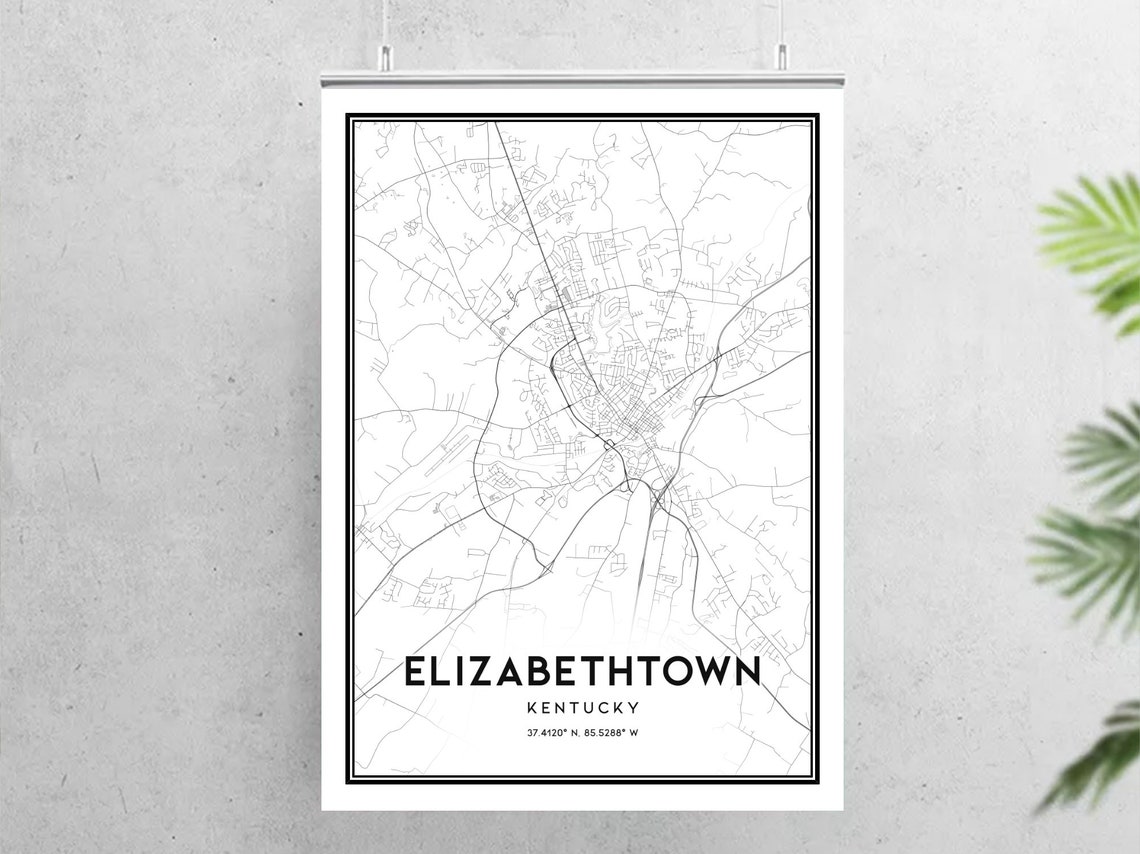 Elizabethtown Map Print Elizabethtown Map Poster Wall Art Ky - Etsy