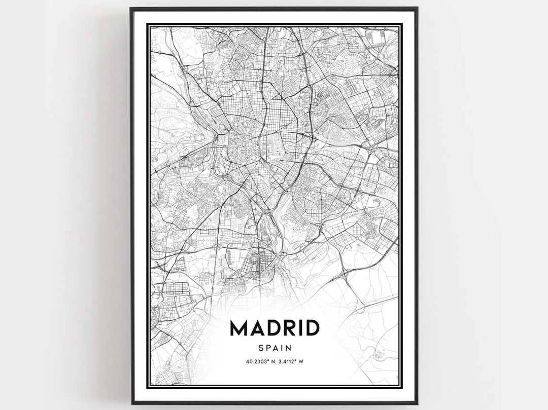 Madrid Map Print, Madrid Map Poster Wall Art, Madrid City Map, Madrid ...