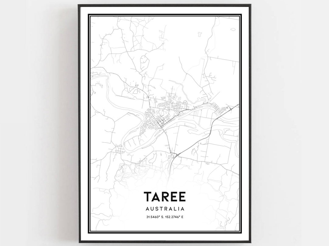 Taree Map Print, Taree Map Poster Wall Art, Taree City Map, Taree Print ...