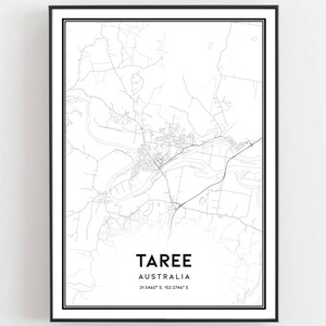 Taree Map Print, Taree Map Poster Wall Art, Taree City Map, Taree Print ...