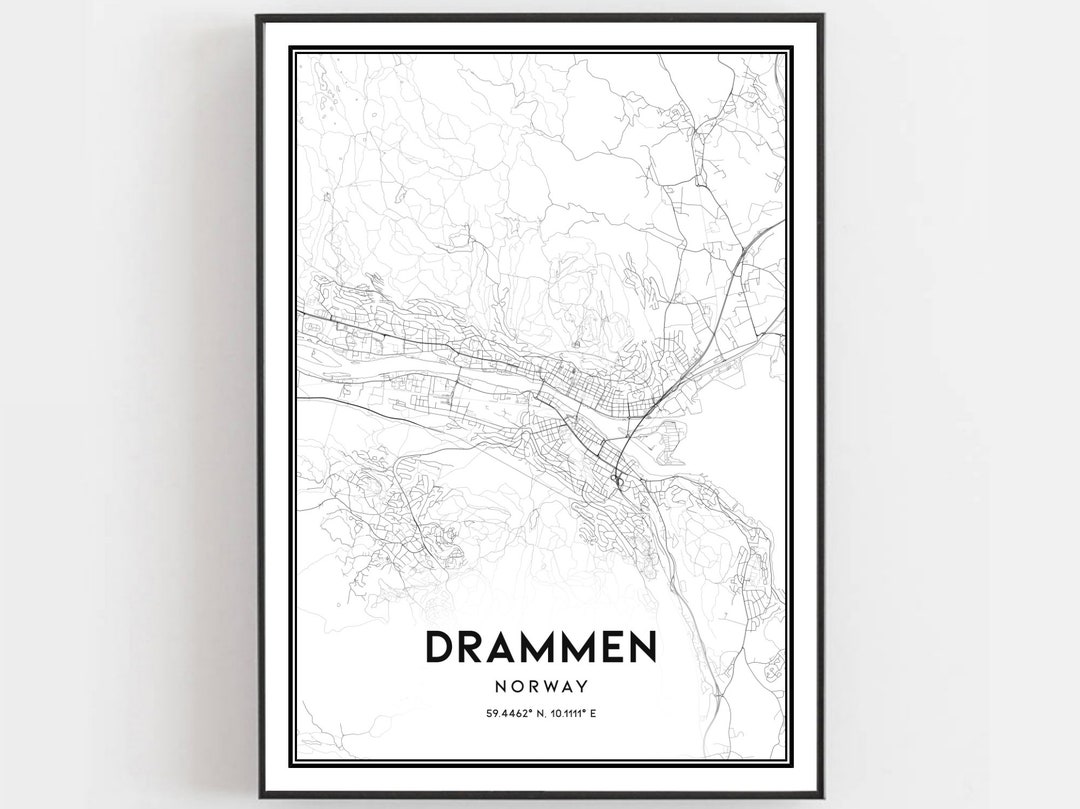 Drammen Map Print, Drammen Map Poster Wall Art, Drammen City Map ...