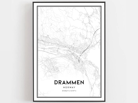 Drammen Map Print Drammen Map Poster Wall Art Drammen City | Etsy