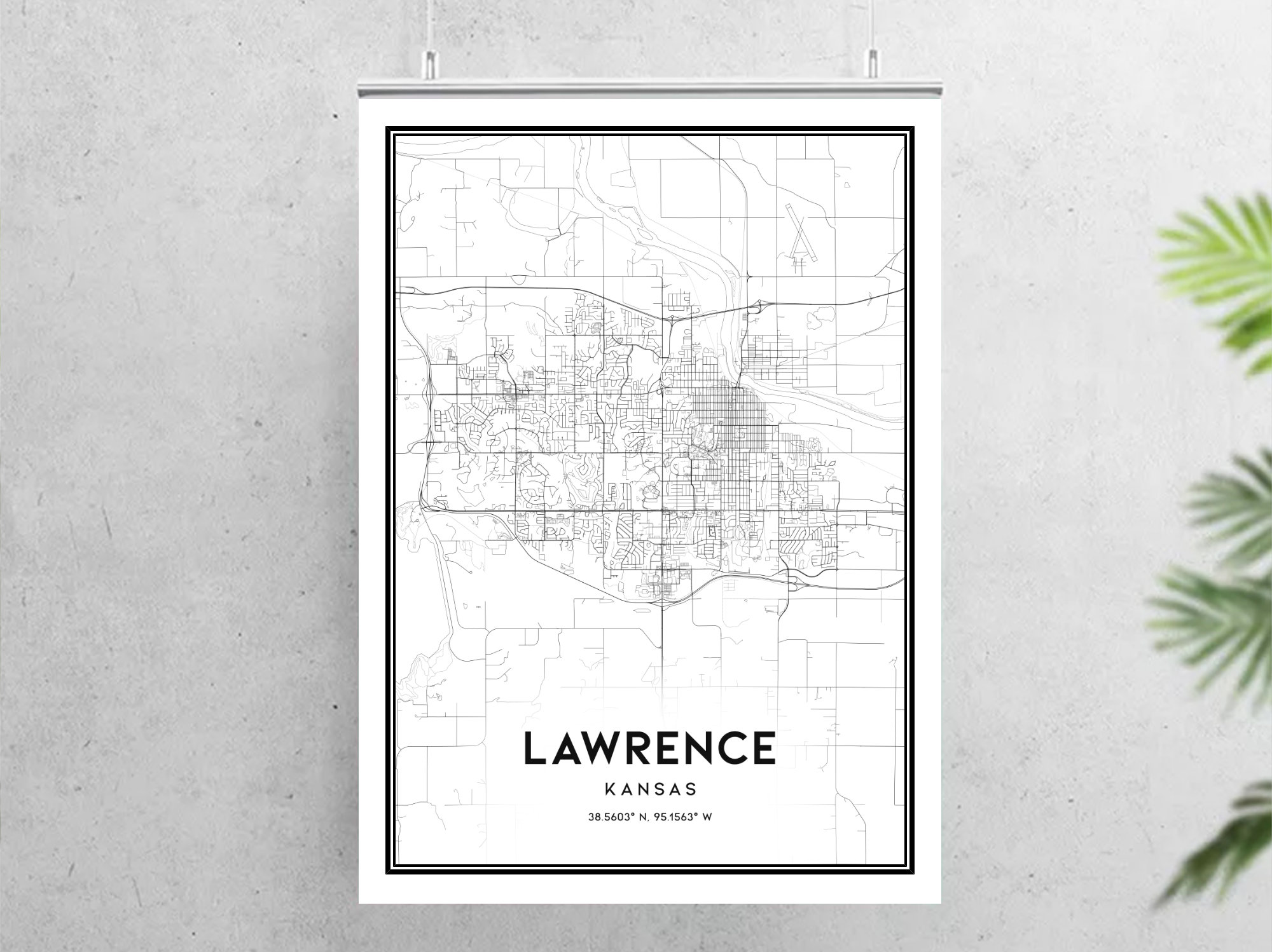 Lawrence Map Print, Lawrence Map Poster Wall Art, Ks City Map, Kansas ...