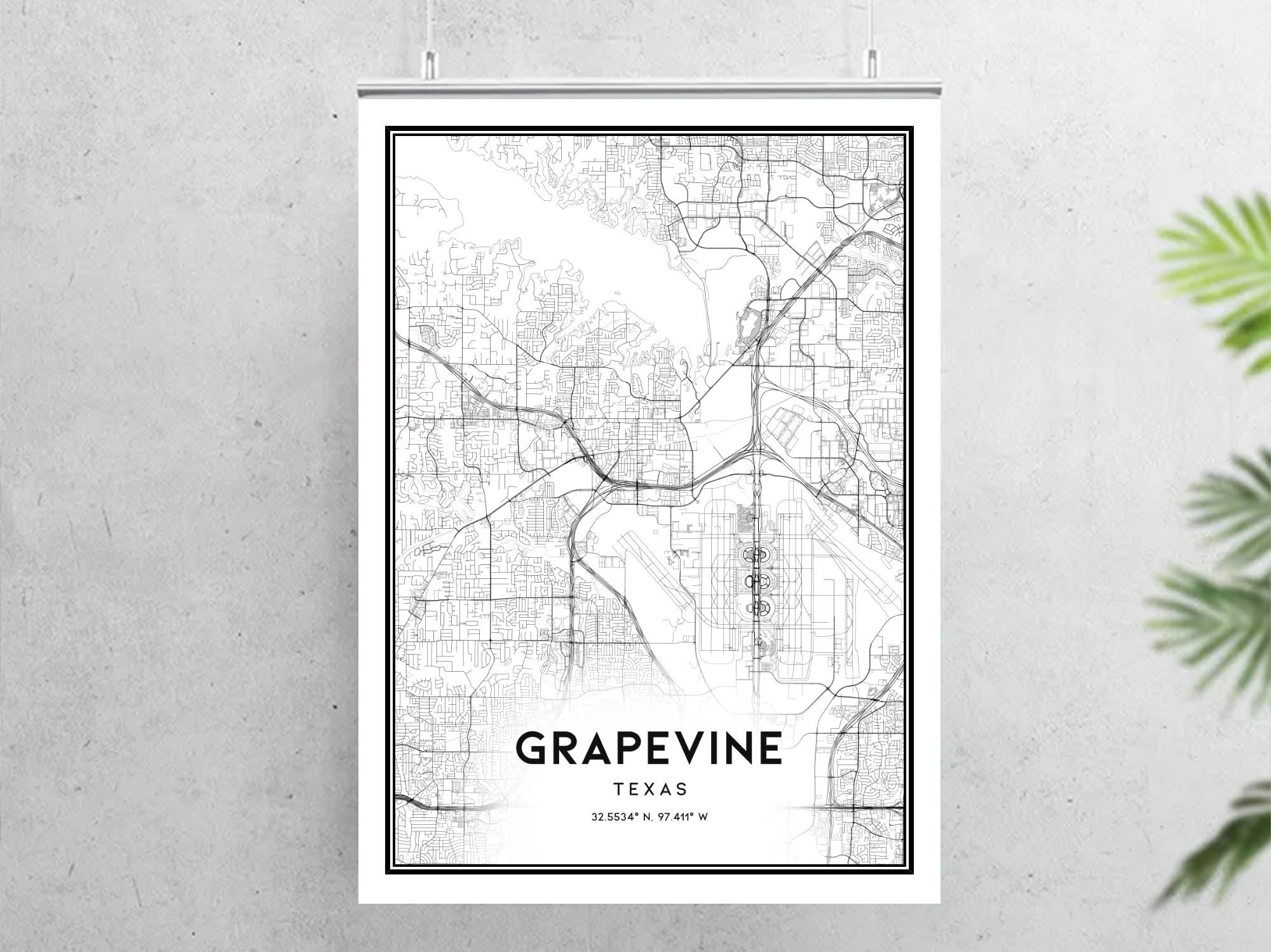 Grapevine Map Print Grapevine Map Poster Wall Art Tx City - Etsy Australia