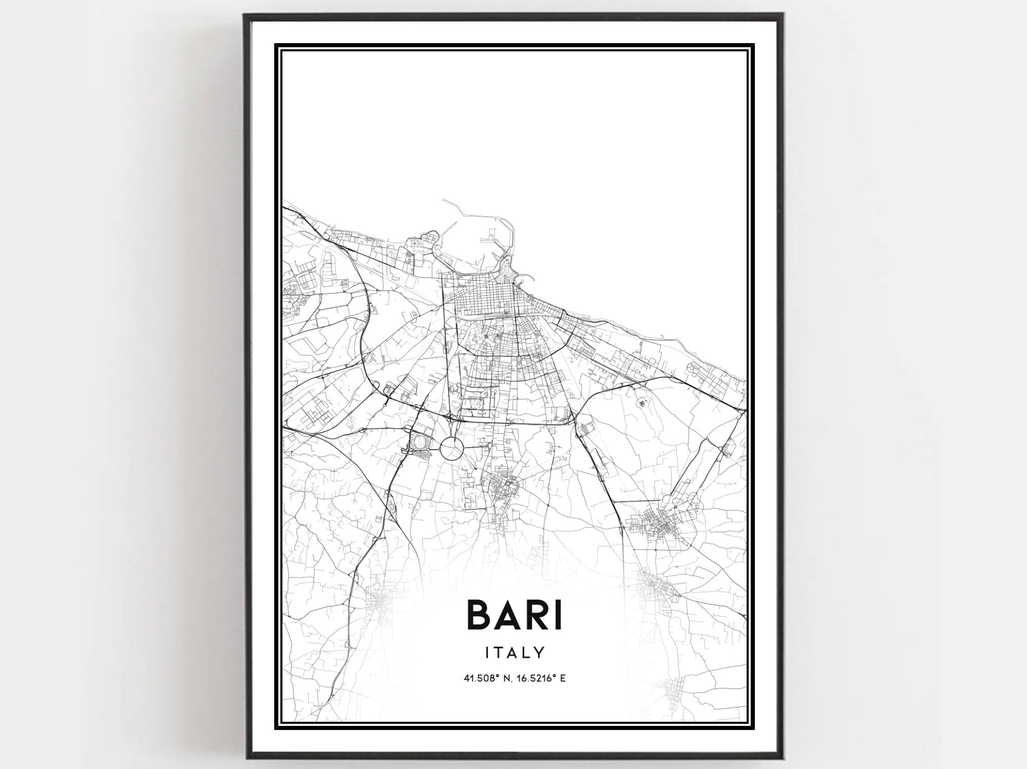 Bari Map Print Bari Map Poster Wall Art Bari City Map Bari | Etsy
