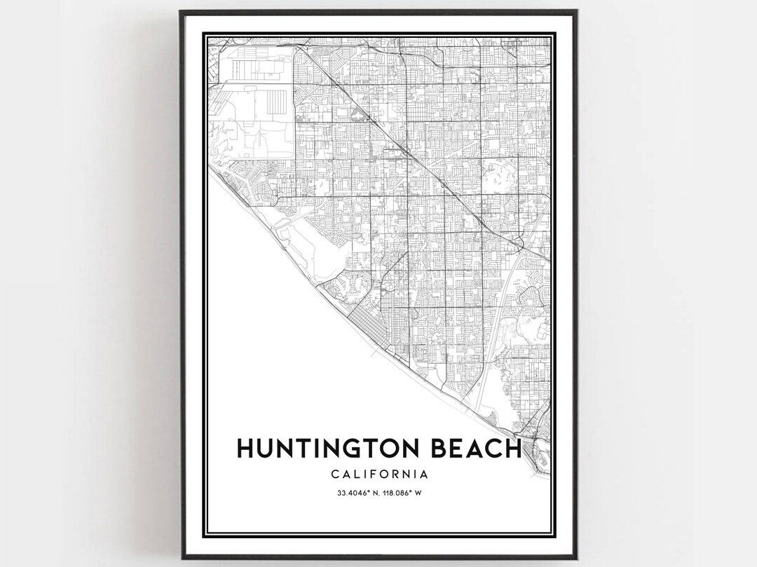 Huntington Beach Map Print, Huntington Beach Map Poster Wall Art, Ca ...