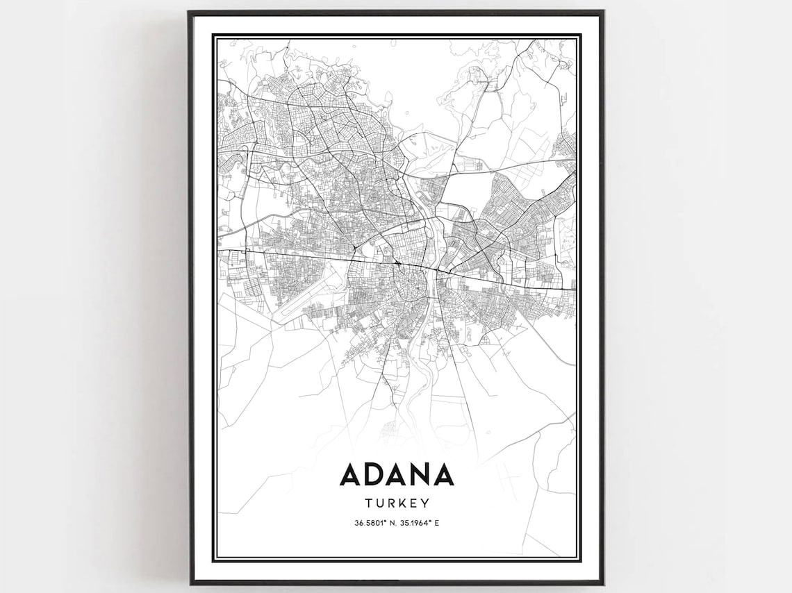 Adana Map Print Adana Map Poster Wall Art Adana City Map - Etsy