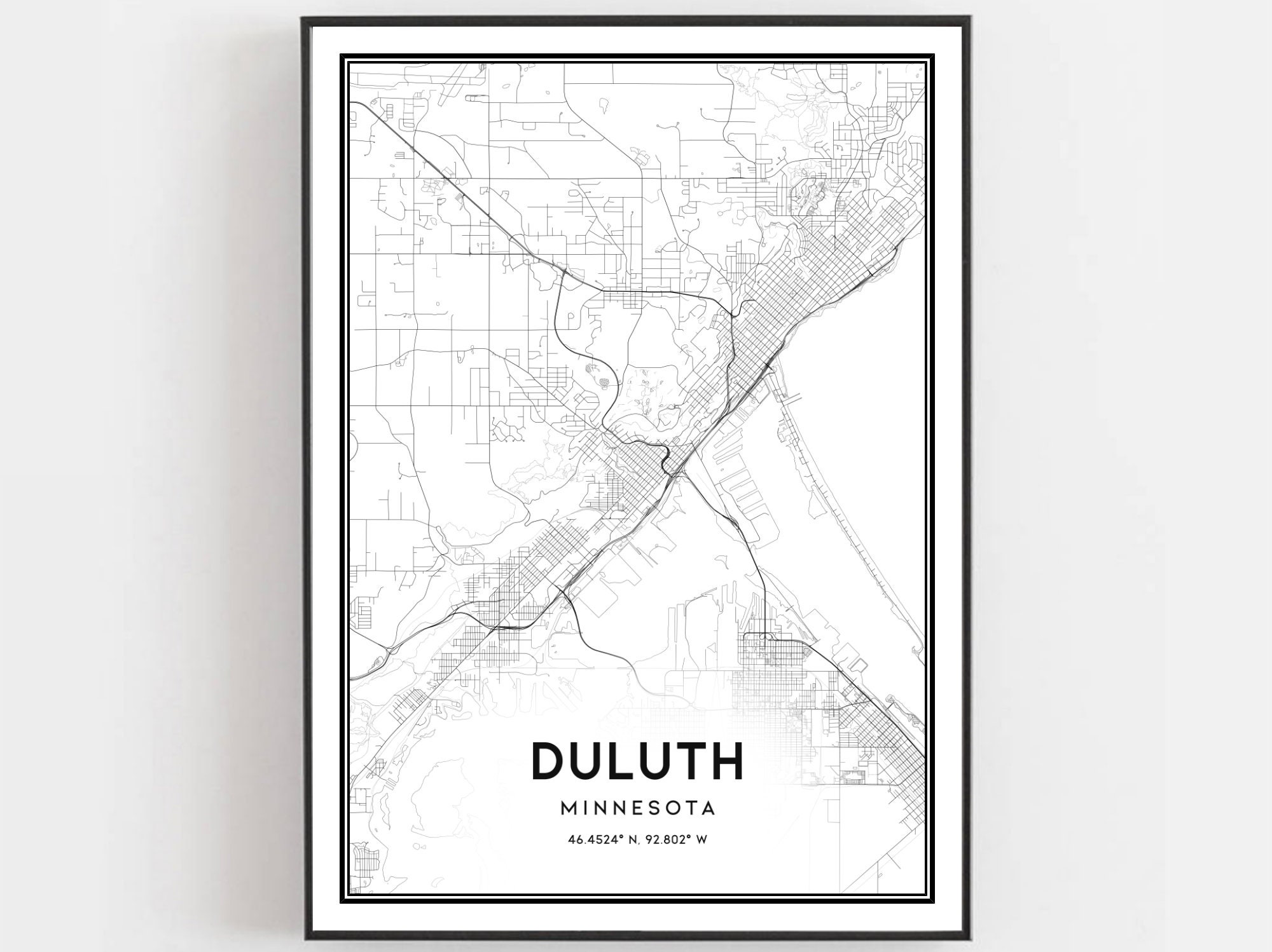 Duluth Map Print Duluth Map Poster Wall Art Mn City Map - Etsy