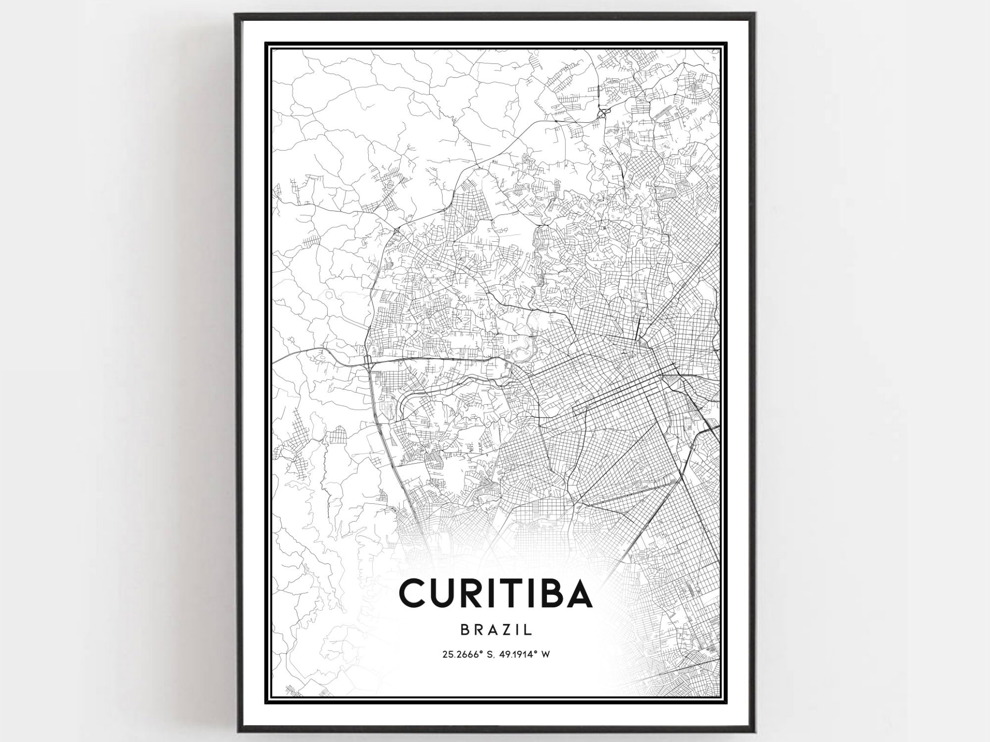 Curitiba Map Print Curitiba Map Poster Wall Art Curitiba | Etsy