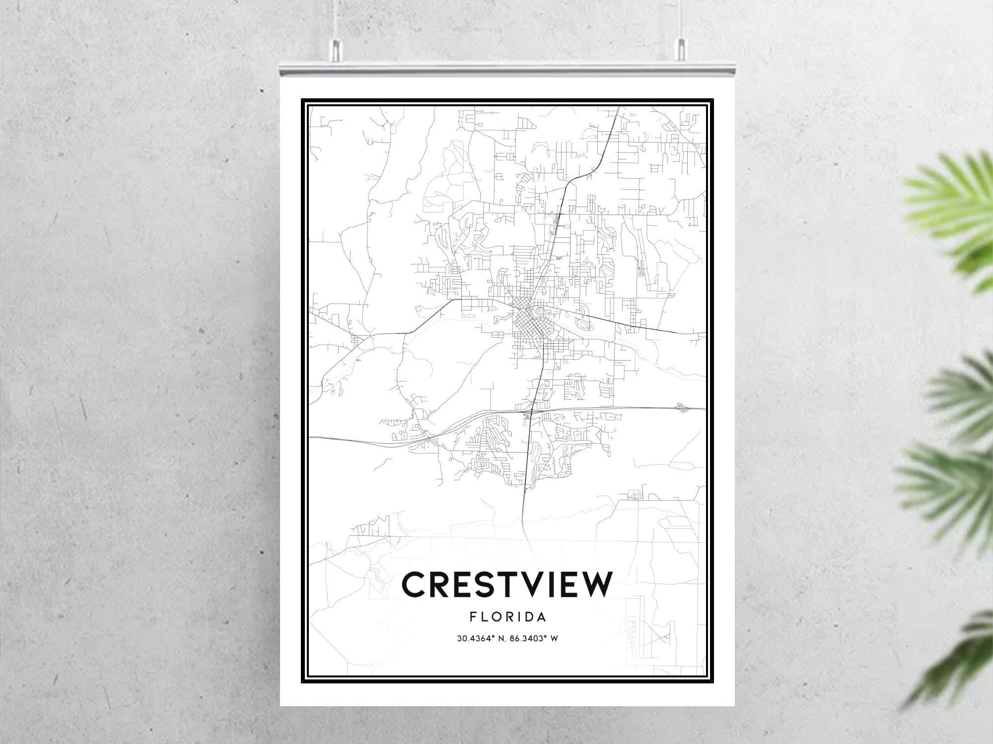Crestview Map Print, Crestview Map Poster Wall Art, Fl City Map ...