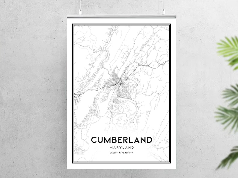 Cumberland Map Print, Cumberland Map Poster Wall Art, Md City Map ...