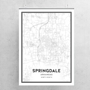 Springdale Map Print, Springdale Map Poster Wall Art, Ar City Map ...
