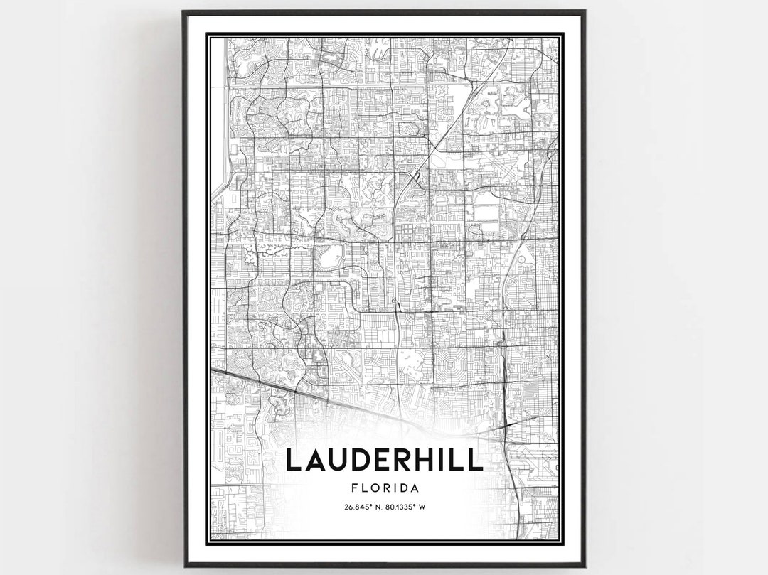 Lauderhill Map Print, Lauderhill Map Poster Wall Art, Fl City Map ...